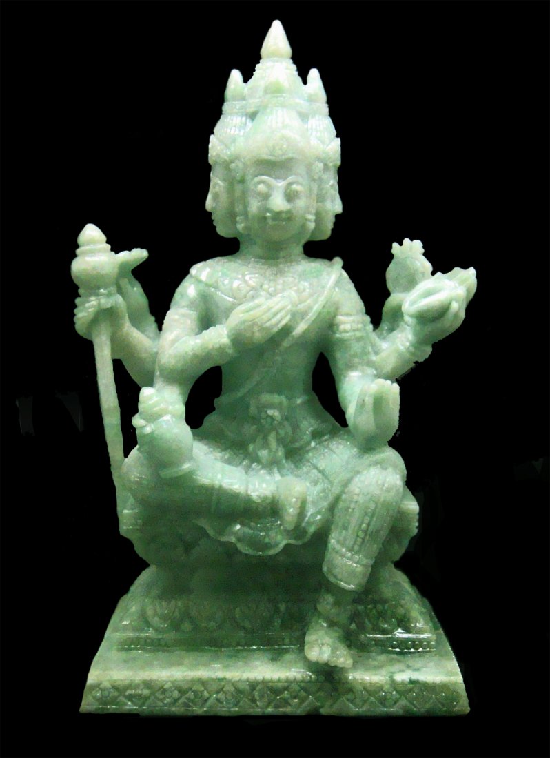 BURMA JADE HINDU GOD LORD BRAHMA CARVING STATUE