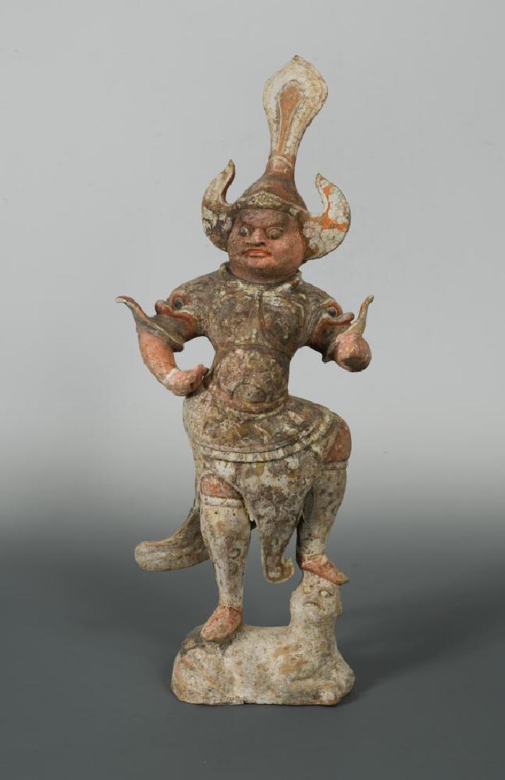 A Tang dynasty pottery model of a Lokapala