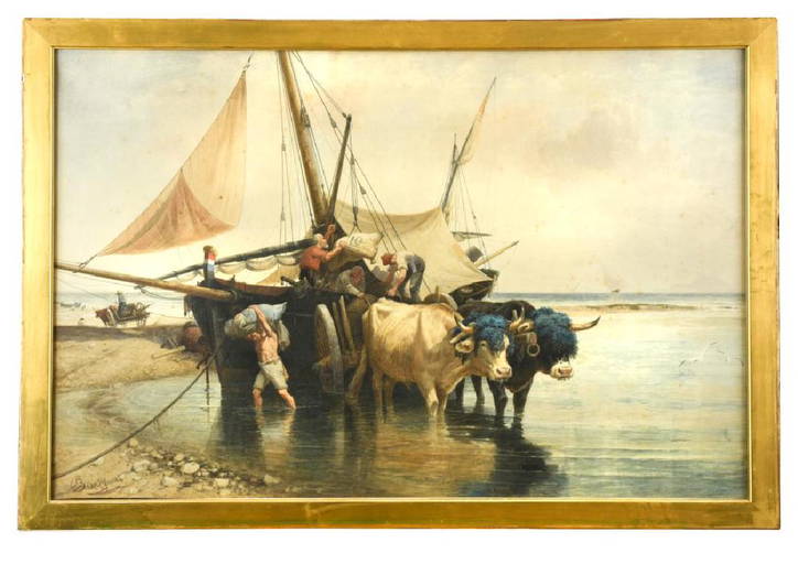 Richard Beavis (british, 1824 1896) Unloading At