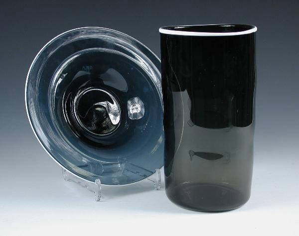 Two Pieces Of Whitefriars With Milk Rims