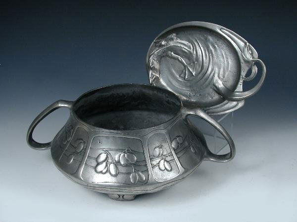 426: AN OSIRIS PEWTER BOWL + DISH