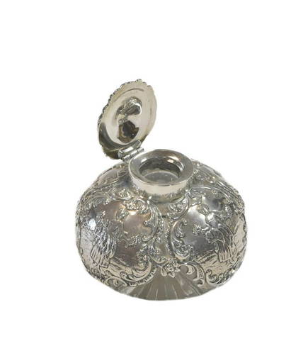 A Victorian Silver And Glass Inkwell, Mark Of William Comyns & Sons ...
