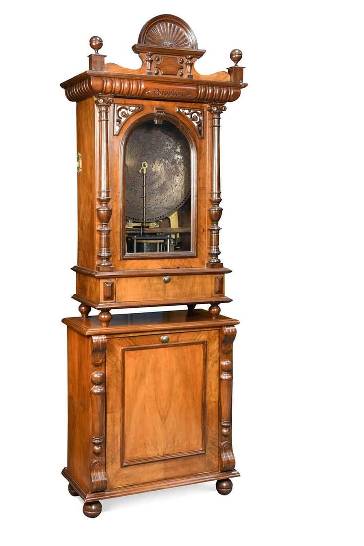 A Victorian Polyphon Floor-standing Upright Disc Musical Box, Auction