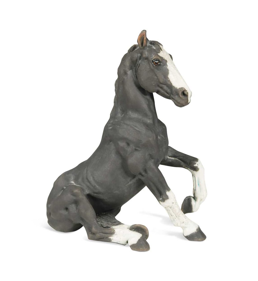 § Kezia Rudge (contemporary), Seated Mare, A Raku Glazed Model Of A ...