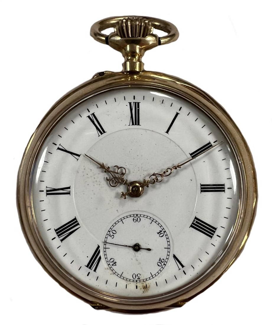 Unsigned - A Swiss 14ct Gold Open Faced Pocket Watch, Circa 1890, The ...