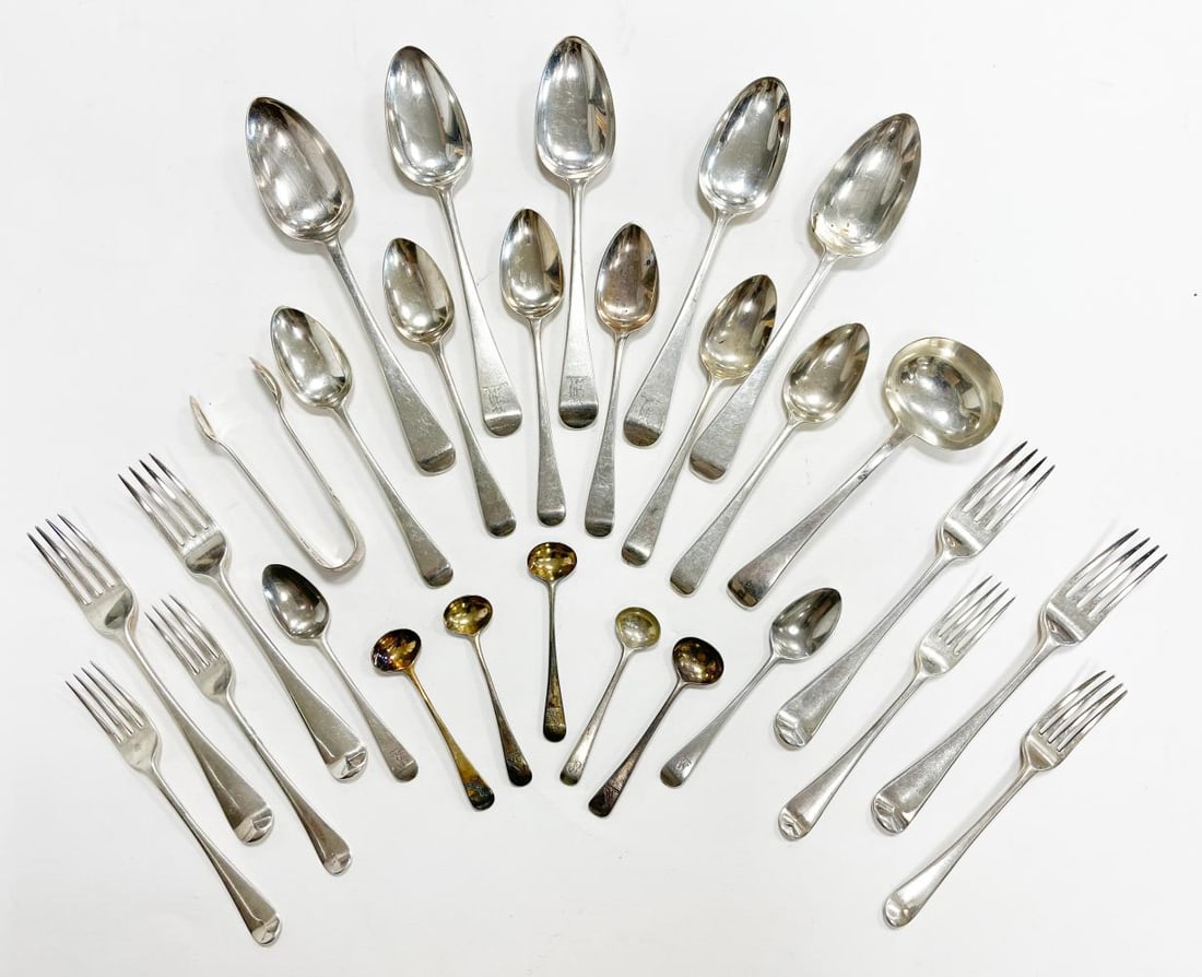 A 24-piece Set Of George Iii 18th Century Silver Flatware With 44 Later ...