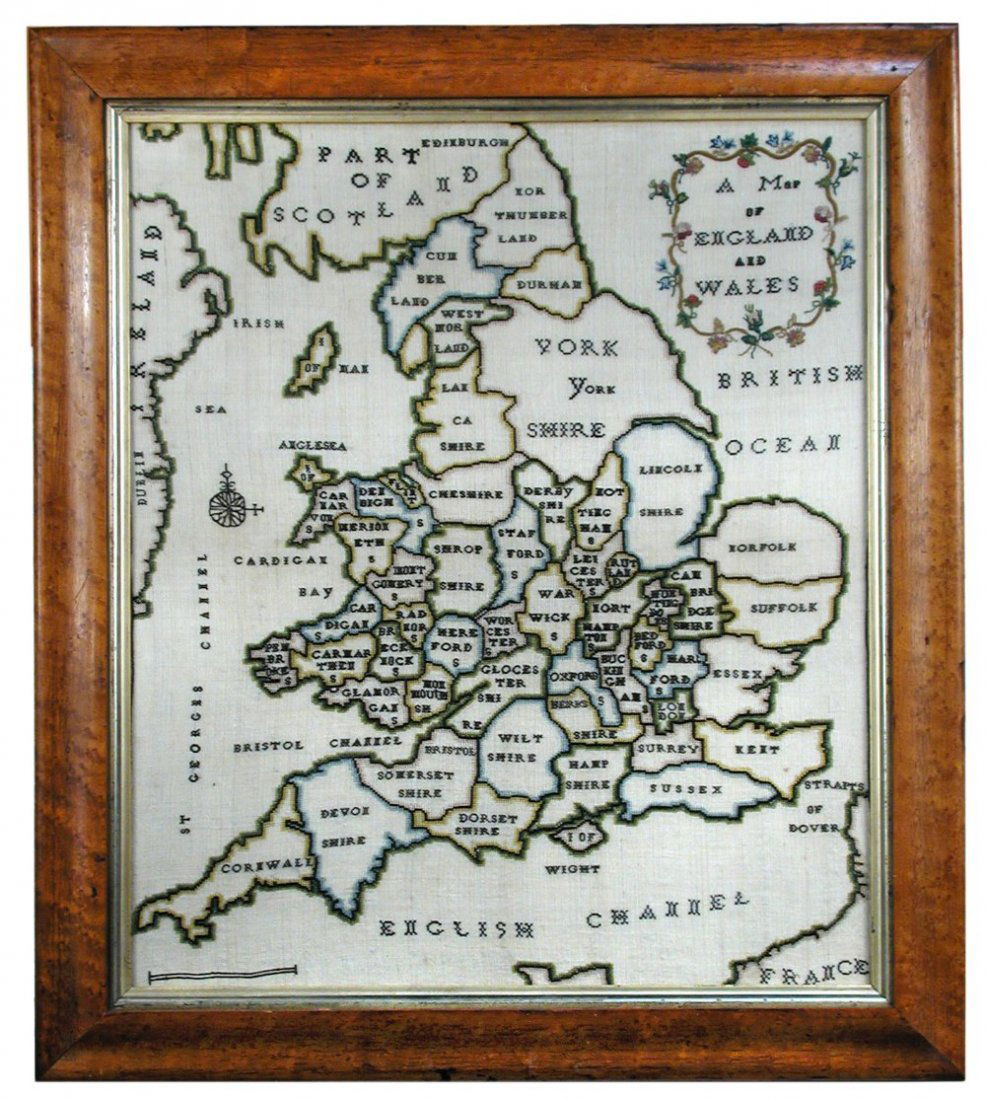 An early 19th century county map of England needlework, - Mar 07, 2013 ...