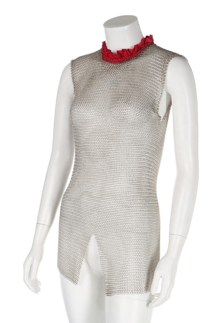 A Paco Rabanne chain-mail tunic, 1960s, white on black