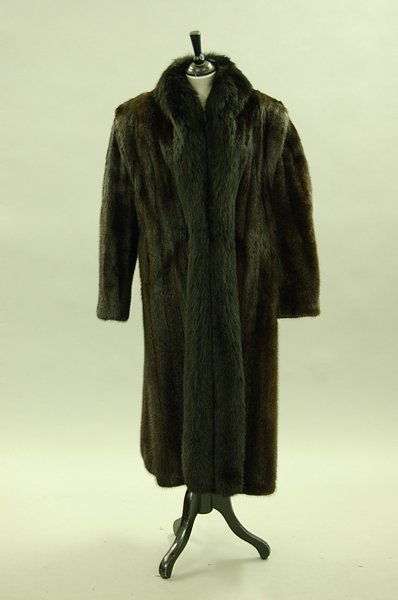 205: A Mysels furs dark brown mink and black fox fur co