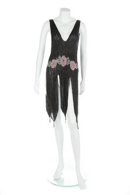 A fine black tulle tabard, circa 1925-26, with pretty