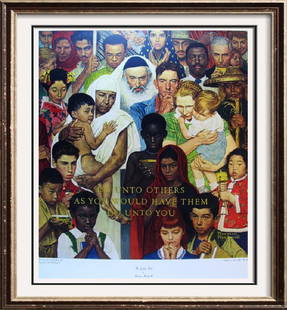 Golden Rule Rare Norman Rockwell Collotype Rare