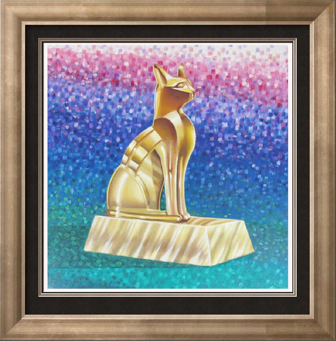 Cool Pointillism Feline Original Cat Painting on Canvas