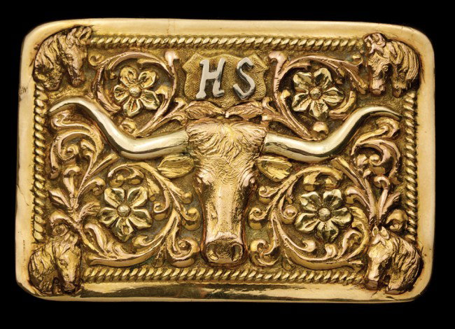 149: Solid Gold Edward H Bohlin Longhorn Buckle
