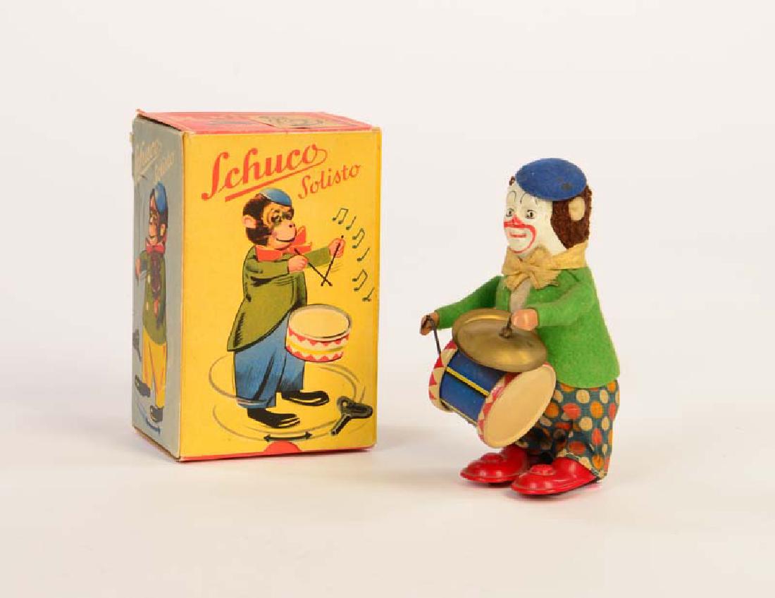 Schuco, Clown mit Trommel + Tschinellen