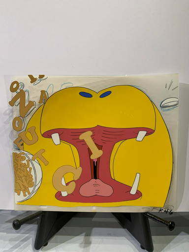 Vintage Original Hand Painted Cel Of "alpha Bits Hippo"