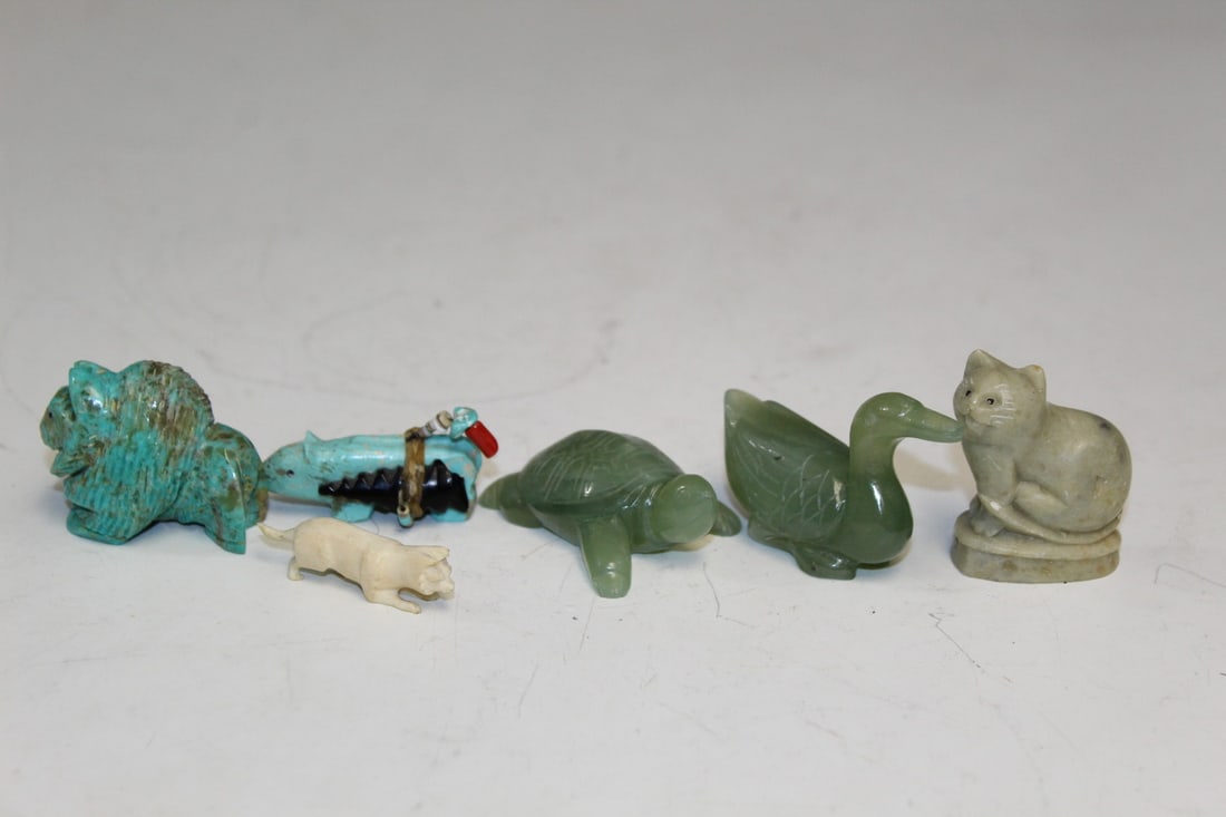 Group Of Carved Stone Animal Figurines