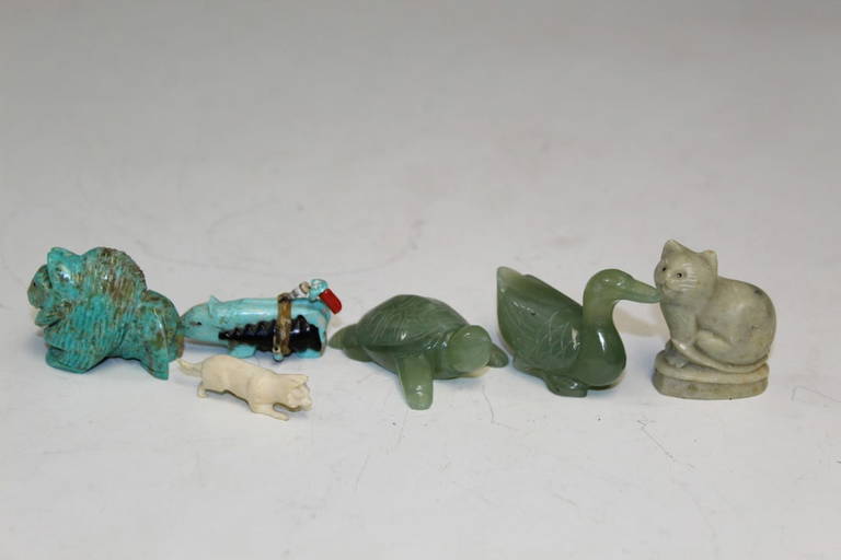 Group Of Carved Stone Animal Figurines