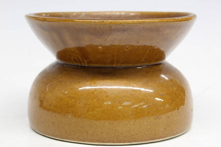Brown Glazed Pottery Spittoon