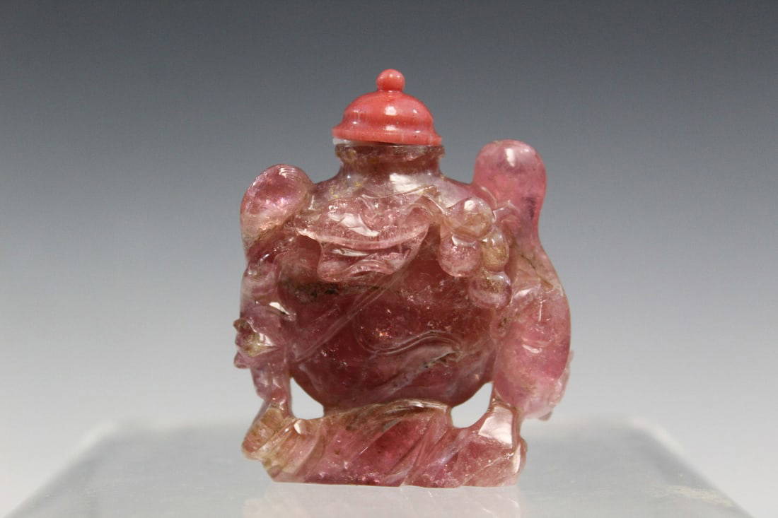Chinese Carved Tourmaline Snuff Bottle Auction