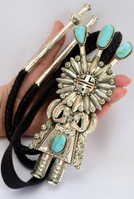 Gigantic Kachina Bolo,Leather Strings and Huge Ends