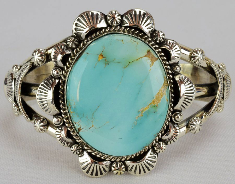 Gilbert Tom Sterling Royston Turquoise Cuff Bracelet