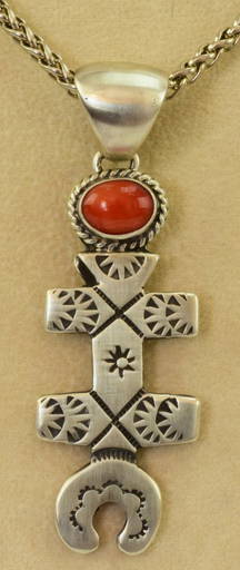 Navajo Sterling Isleta Cross Pendant Russell Sam