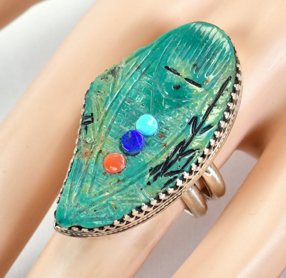 Native American Sterling Turquoise Corn Maiden Ring/adjustable Auction