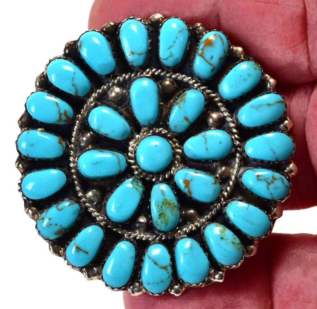 Juliana Williams Sterling Silver Vintage Block Turquoise Pin/pendant ...