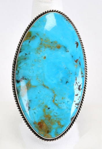 D. Cadman Sterling Blue Bird Turquoise Large Ring W/ornate Band