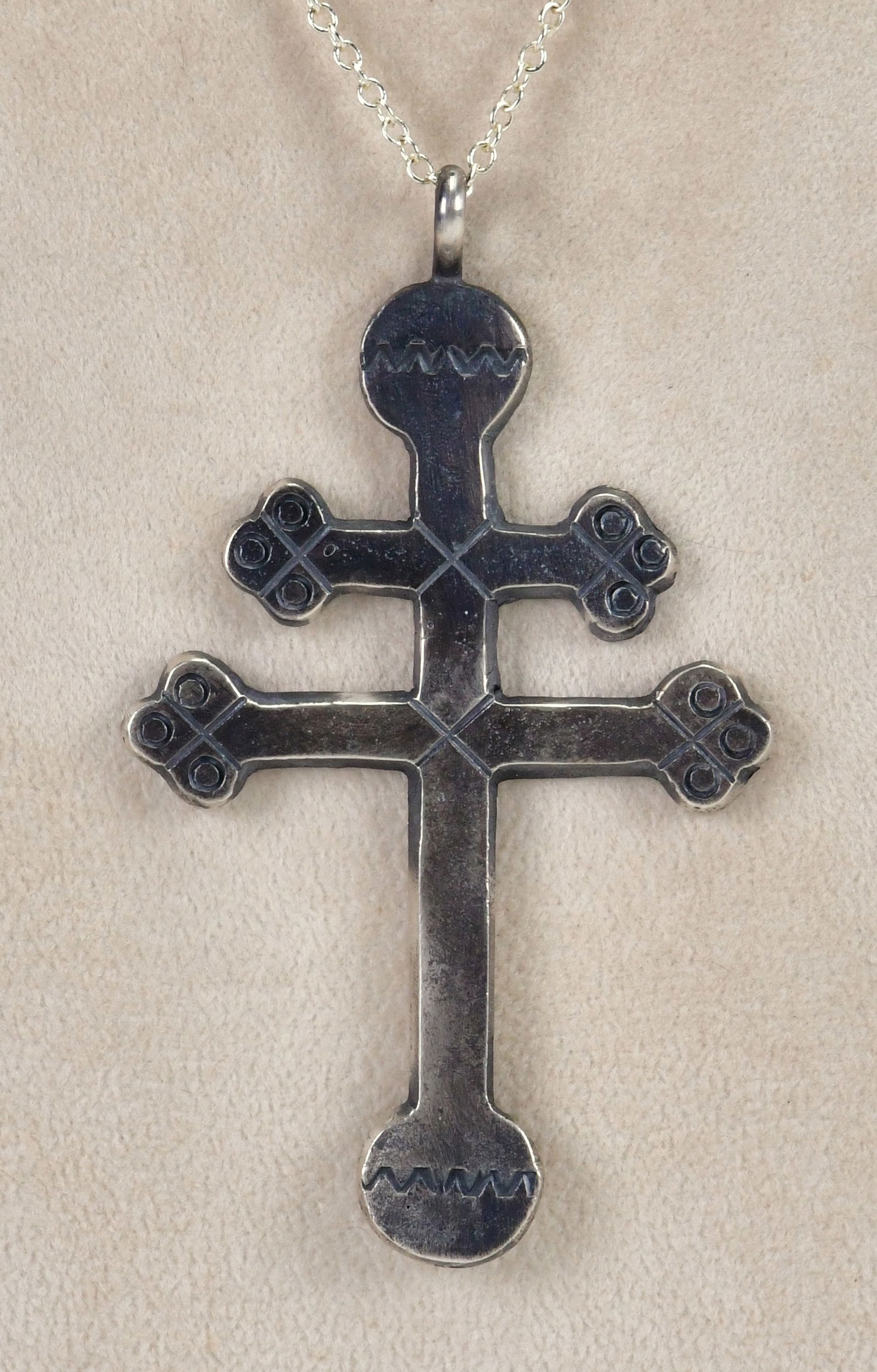 Native American Sterling Silver Isleta Cross Pendant Auction