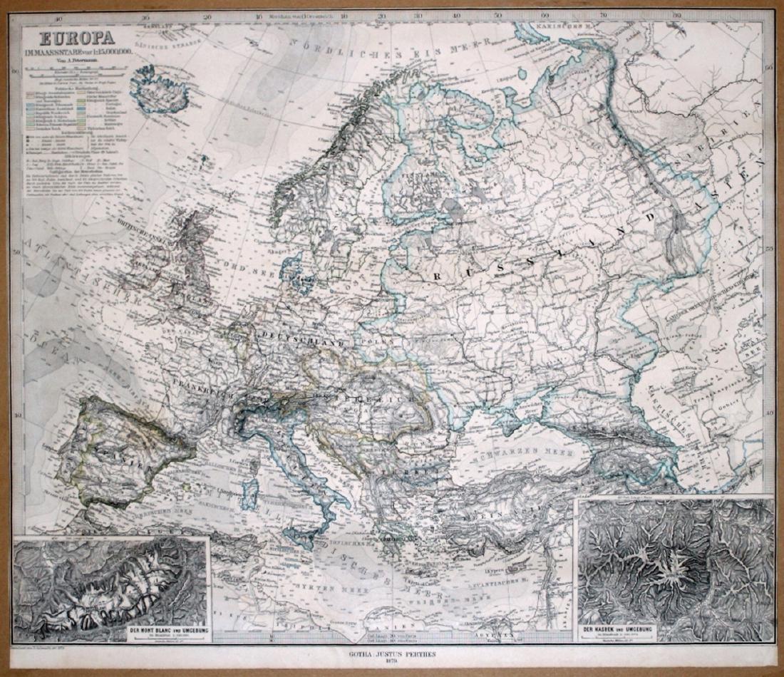 Map of Europe, 1879 by Justus Perthes, Gotha, Germany