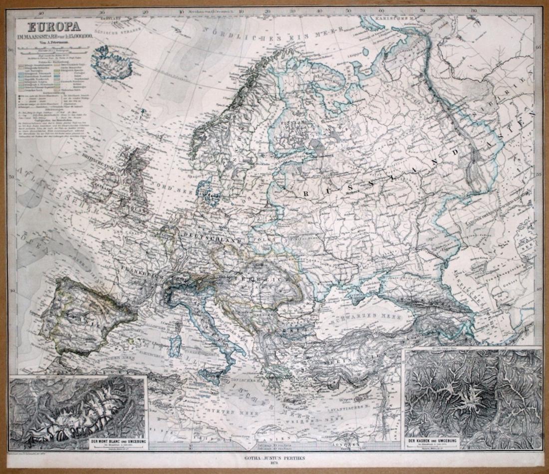 Map Of Europe, 1879 By Justus Perthes, Gotha, Germany