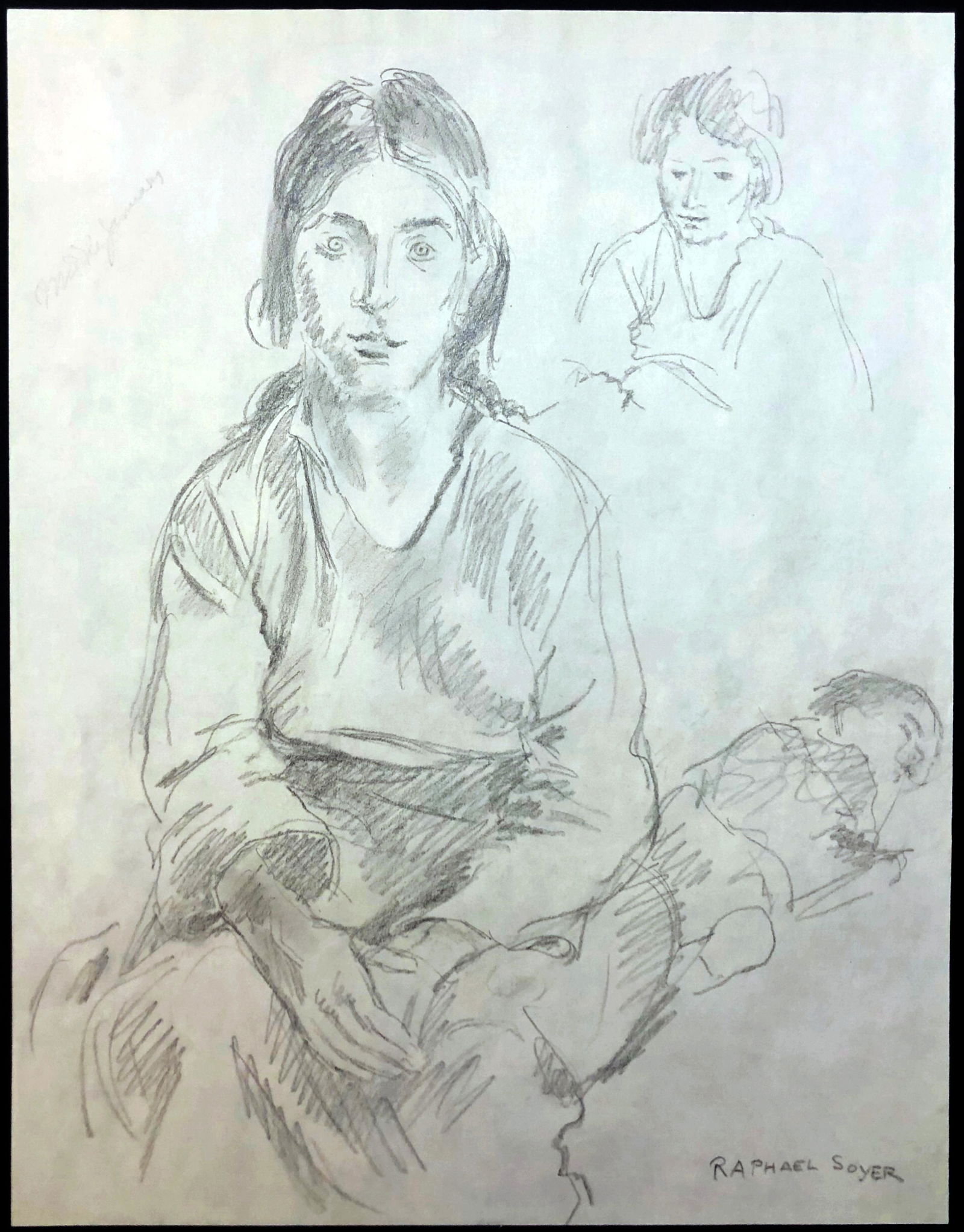 Raphael Soyer: Mother & Sleeping Child Signed Drawing (#1445) on Dec 30 ...