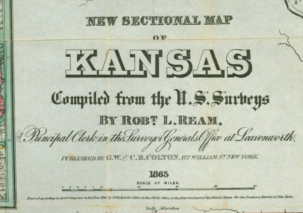 Ream. Map Of Kansas, 1865