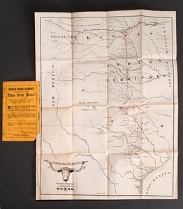 1872 Map For The Texas Cattle Trails