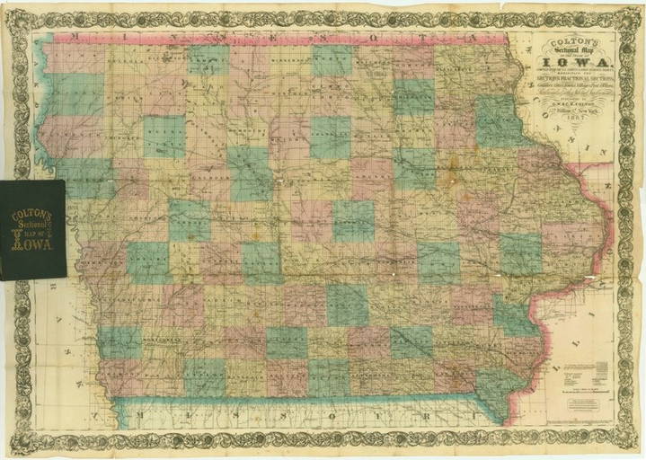[map] Colton’s Sectional Map Of The State Of Iowa. 1867