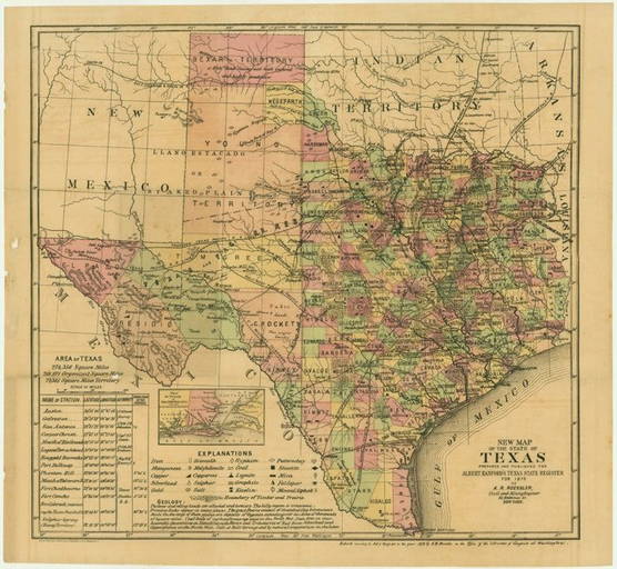 [map]. Roessler. New Map Of The State Of Texas.... 1875