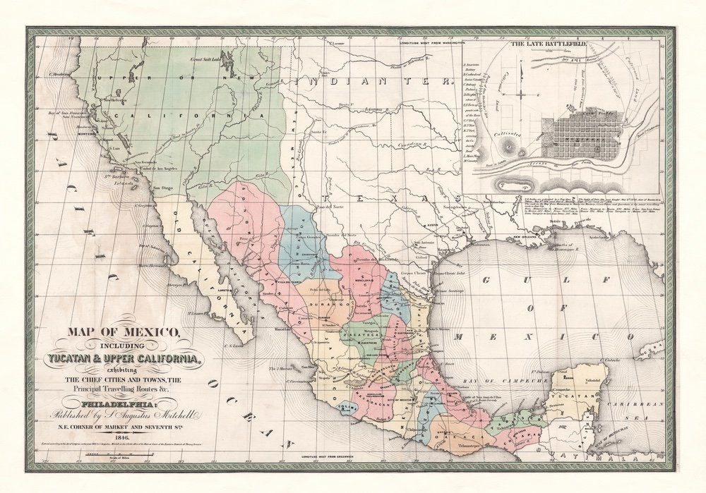 [MAP]. MITCHELL. Map of Mexico.... 1846