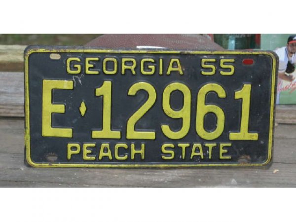 796: GA License Plate - 1955 Peach State - Would look G