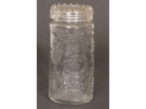 Simplex Glass Jar With Glass Screw Top Lid; Flaccu
