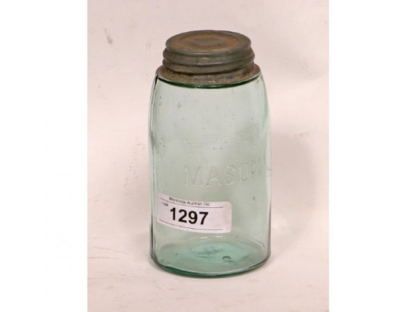 1297: RED KEY Mason Jar with Zinc Lid - Great Piece!