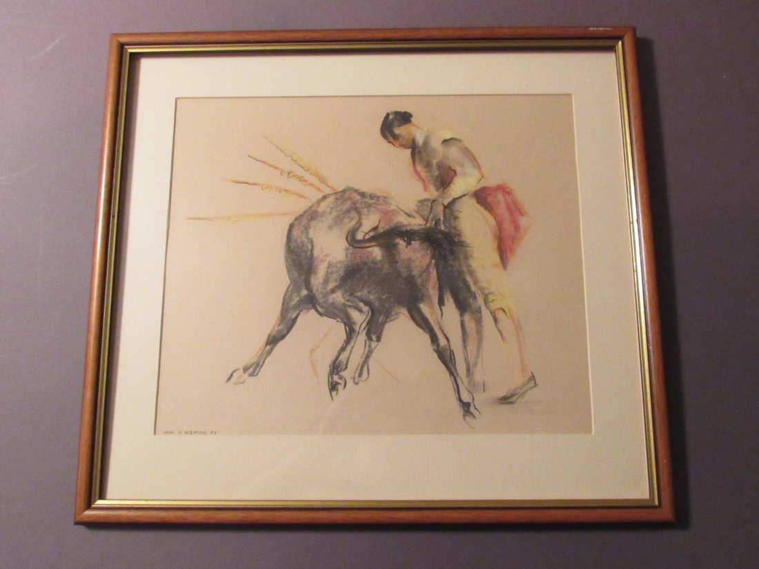 Original Charcoal and Colored Chalk Drawing of Spanish
