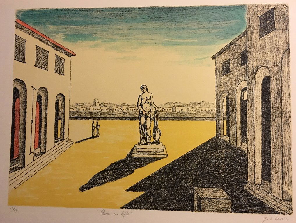 Piazza D'italia Con Efebo By Giorgio De Chirico