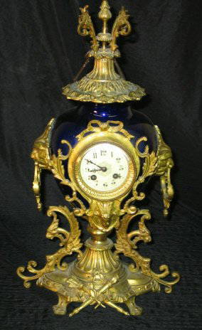 French Clock Cobalt Blue Porcelain Circa Early 190