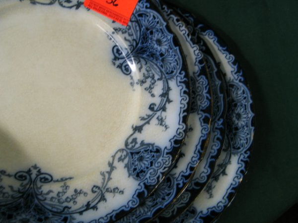 4 Flow Blue Plates, Henry Alcock, Pattern: Rothes
