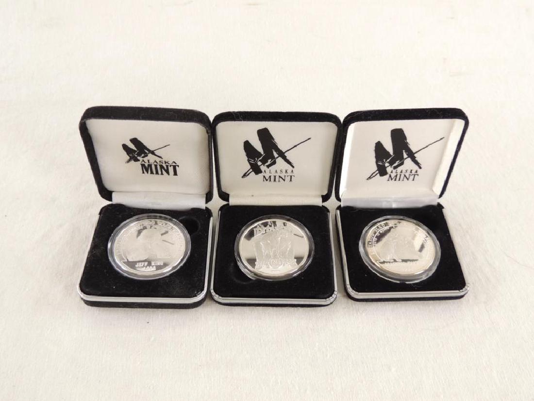 Group Of 3 Alaska Mint Iditarod 1oz Silver Rounds