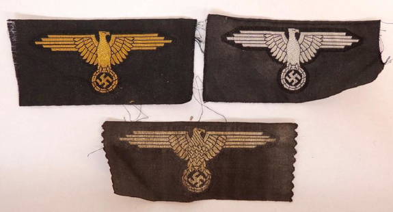 Ww2 German Ss Em O/s Cap Eagle And Collar Tab Patches
