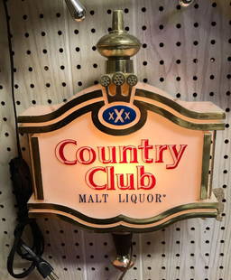 Vintage Country Club Light Up Advertising Beer Sign