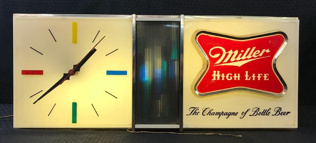 Miller High Life Beer Sign Light With Clock