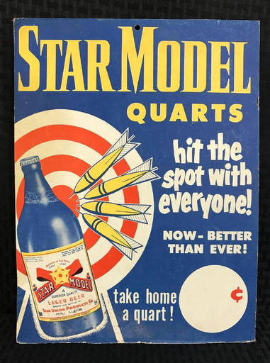 Star Model Beer Vintage Cardboard Sign